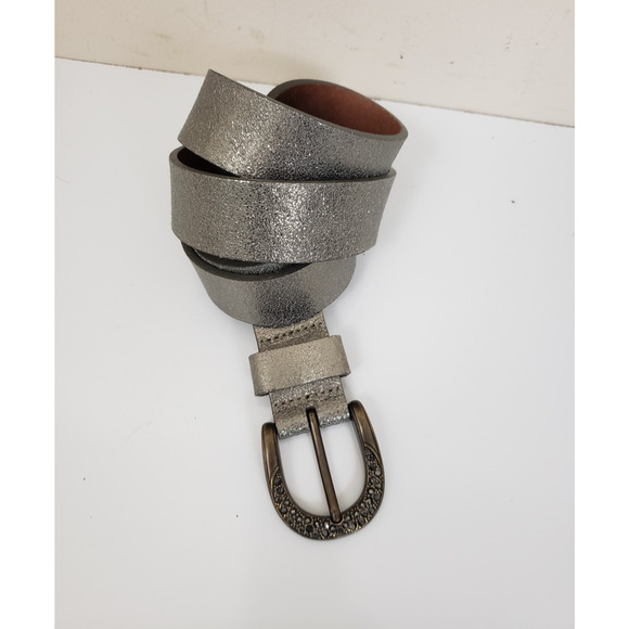 Fossil | Accessories | O5 Fossil Womens Belt Size L Gold Shimmery Rhinestone Buckle Leather ...